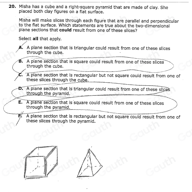 Solved: Misha has a cube and a right-square pyramid that are made of ...