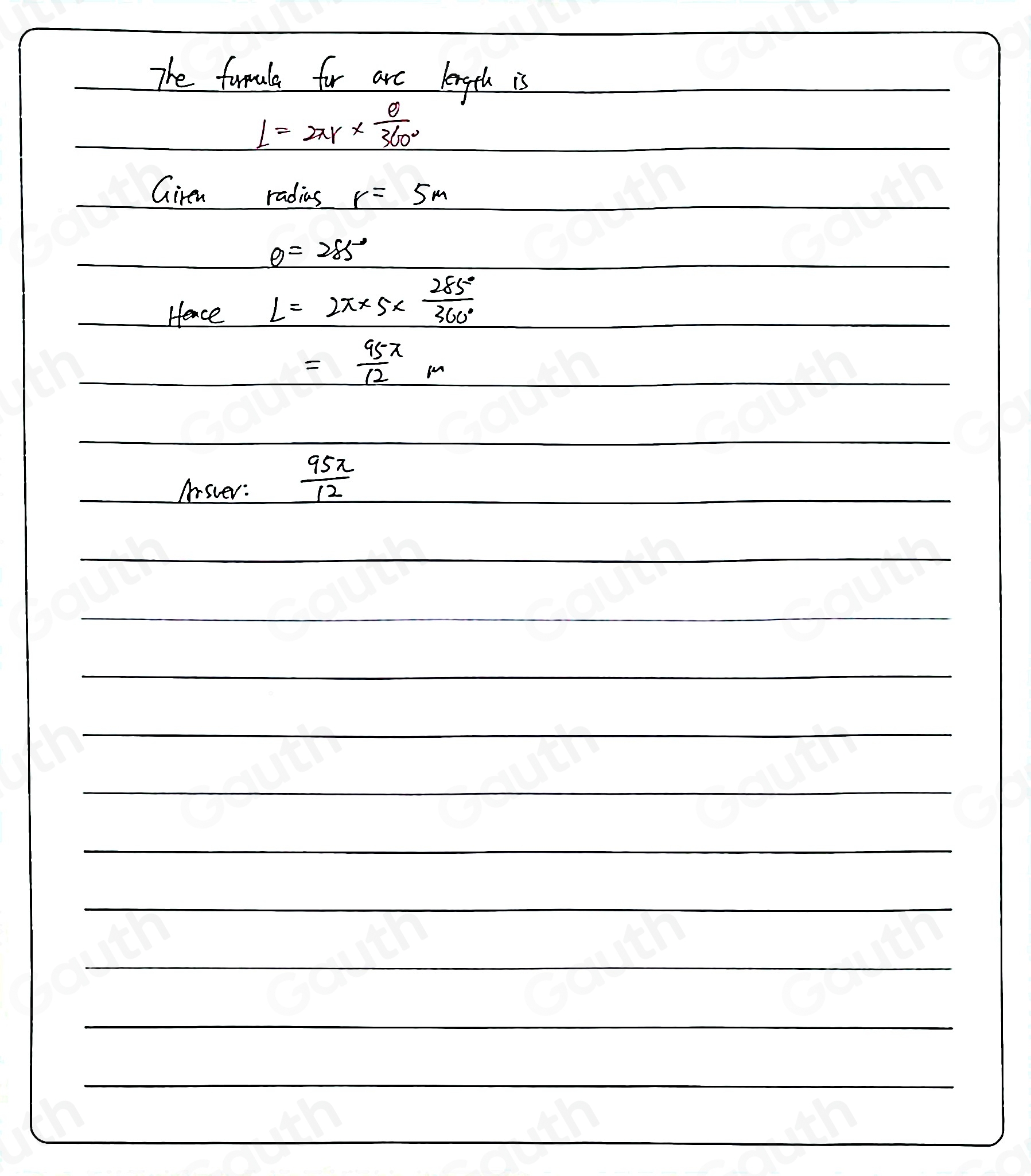 Solved: Find the length of the arc ABC. Use the exact value by ...