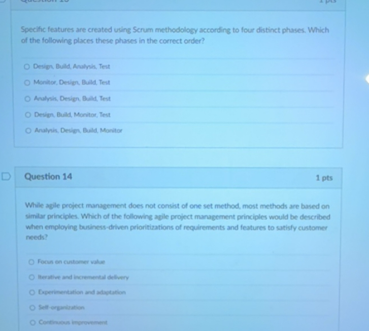 Solved: Specific features are created using Scrum methodology according ...