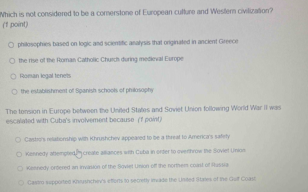Solved: Which is not considered to be a cornerstone of European culture ...