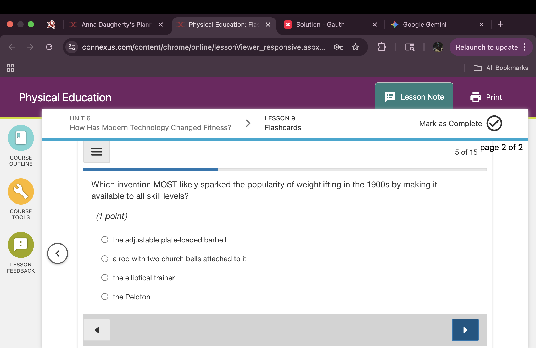 Solved: Anna Daugherty's Plann × Physical Education: Fla Solution ...