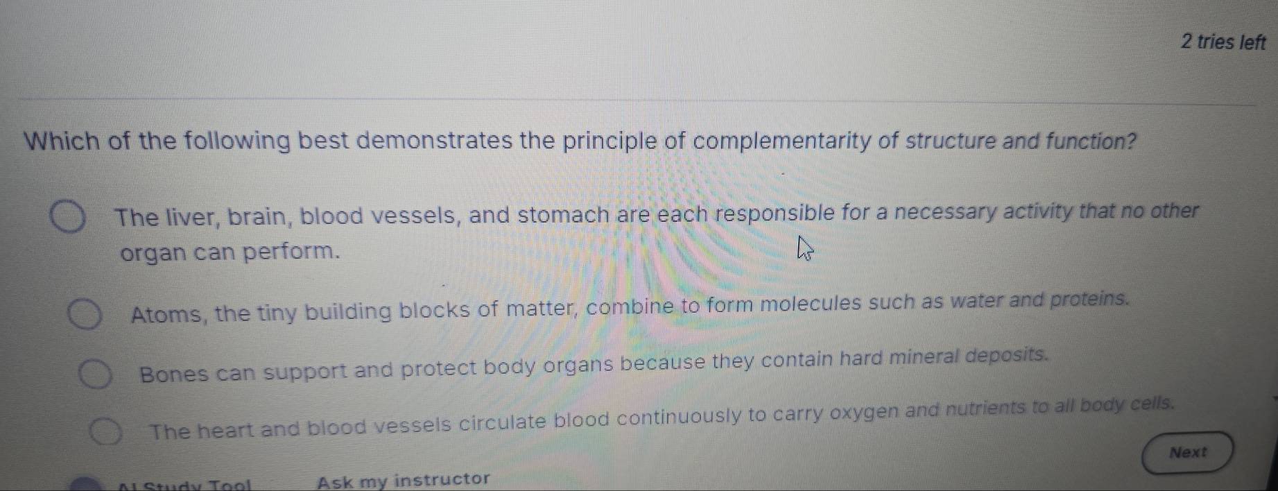 Solved: tries left Which of the following best demonstrates the ...
