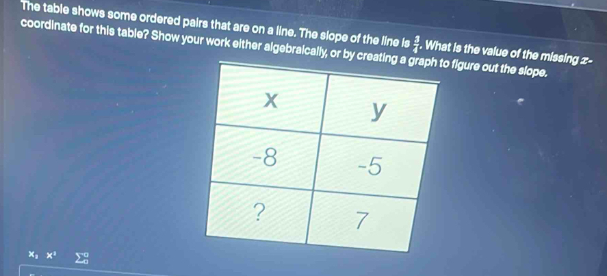 Solved: The table shows some ordered pairs that are on a line. The ...