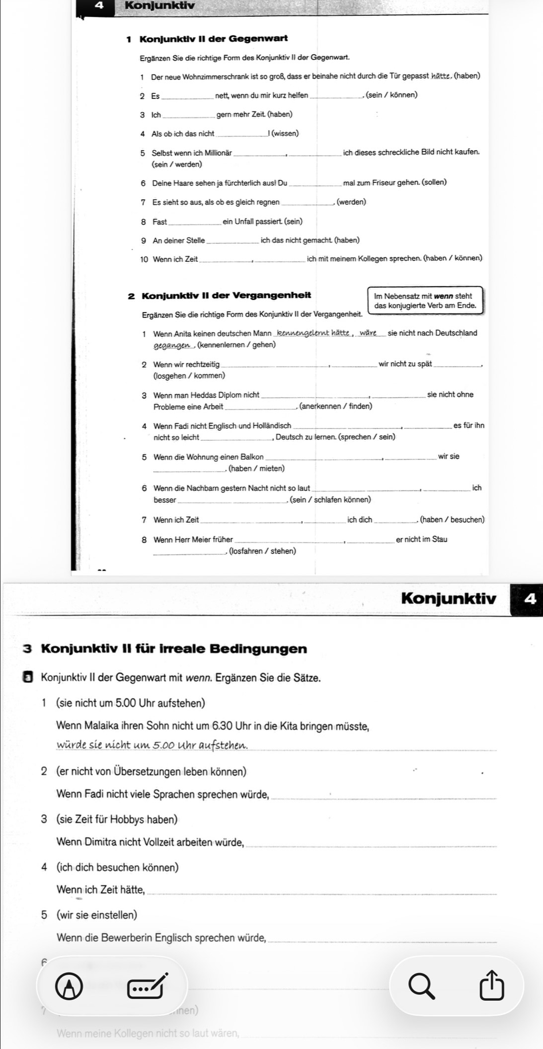 Gelöst:Konjunktiv 1 Konjunktiv II der Gegenwart Ergänzen Sie die ...