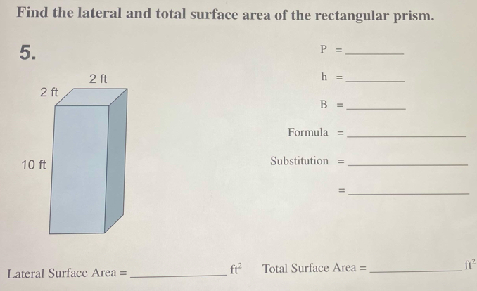 Solved: Find the lateral and total surface area of the rectangular ...