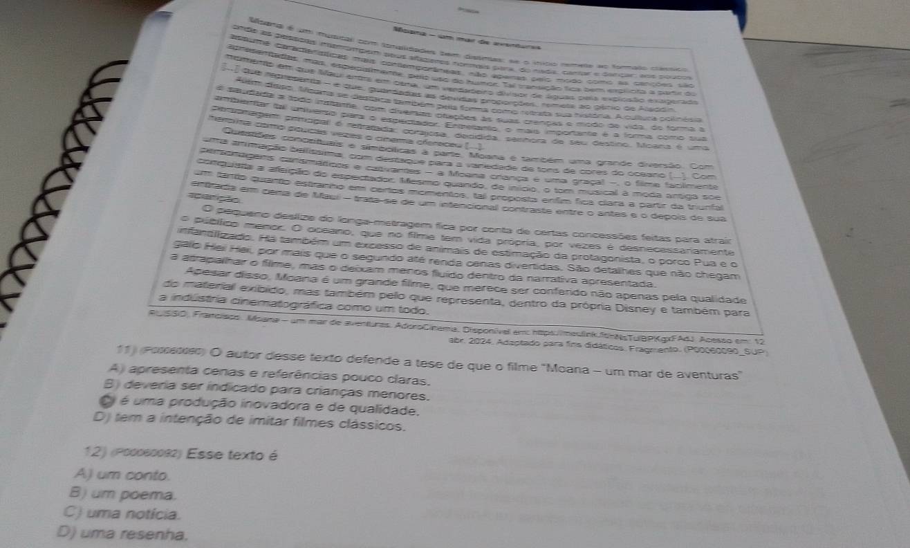 Resolvido:Mcpna - um mar de aventure Madna é um mutinal com tatalidades tem distmas: se o inco nmete