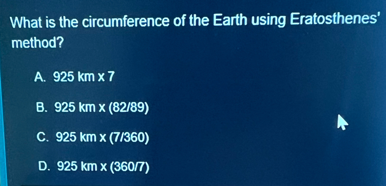 Solved: What is the circumference of the Earth using Eratosthenes ...