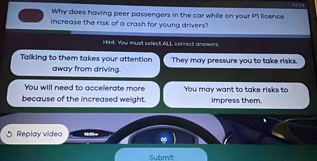 Solved: 122 1 Why does having peer passengers in the car while on your ...