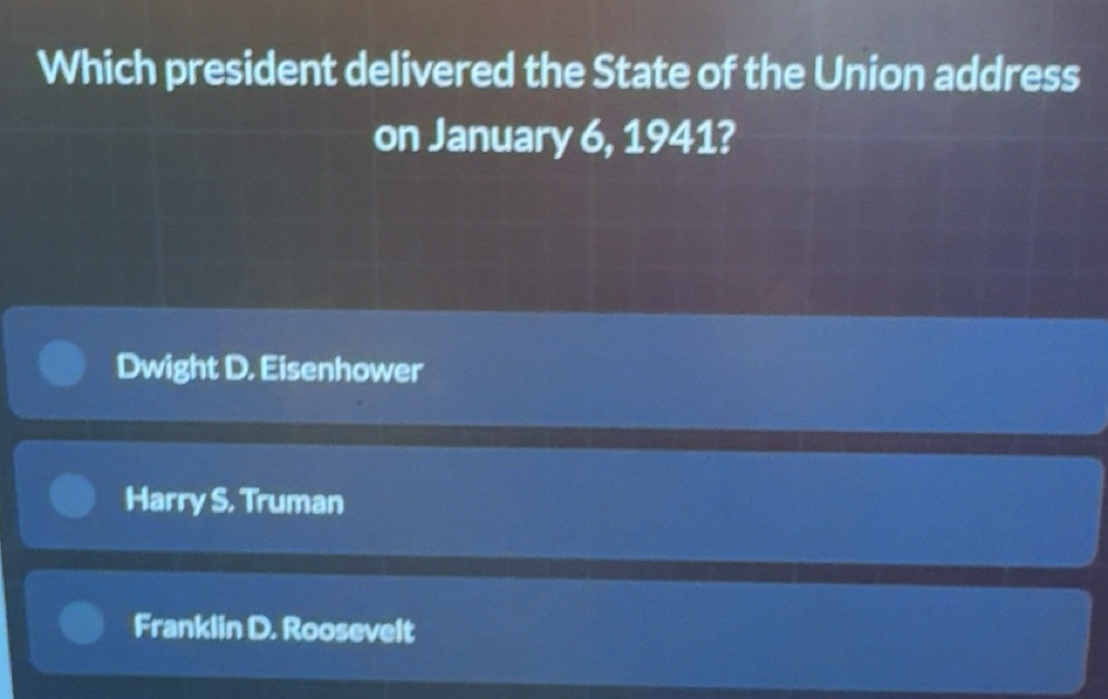 Gelöst:Which president delivered the State of the Union address on ...