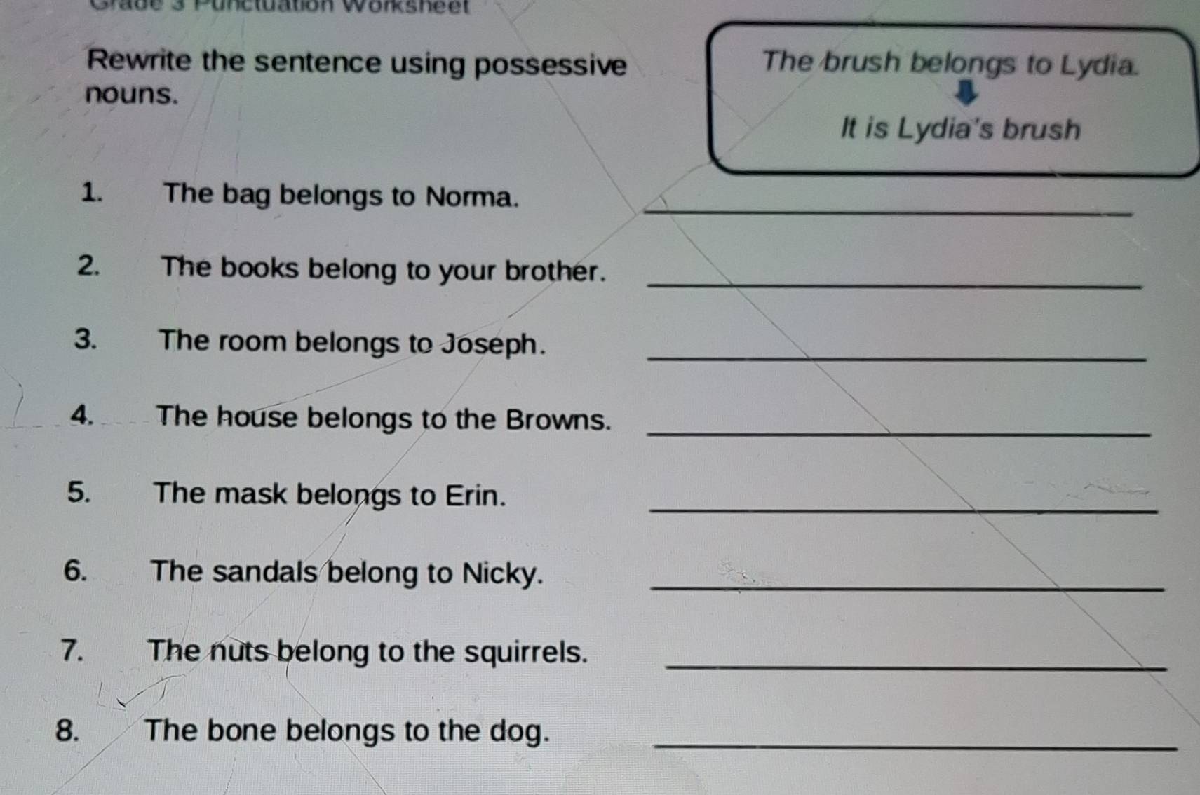 Solved: Grade 3 Punctuation Worksheet Rewrite the sentence using ...