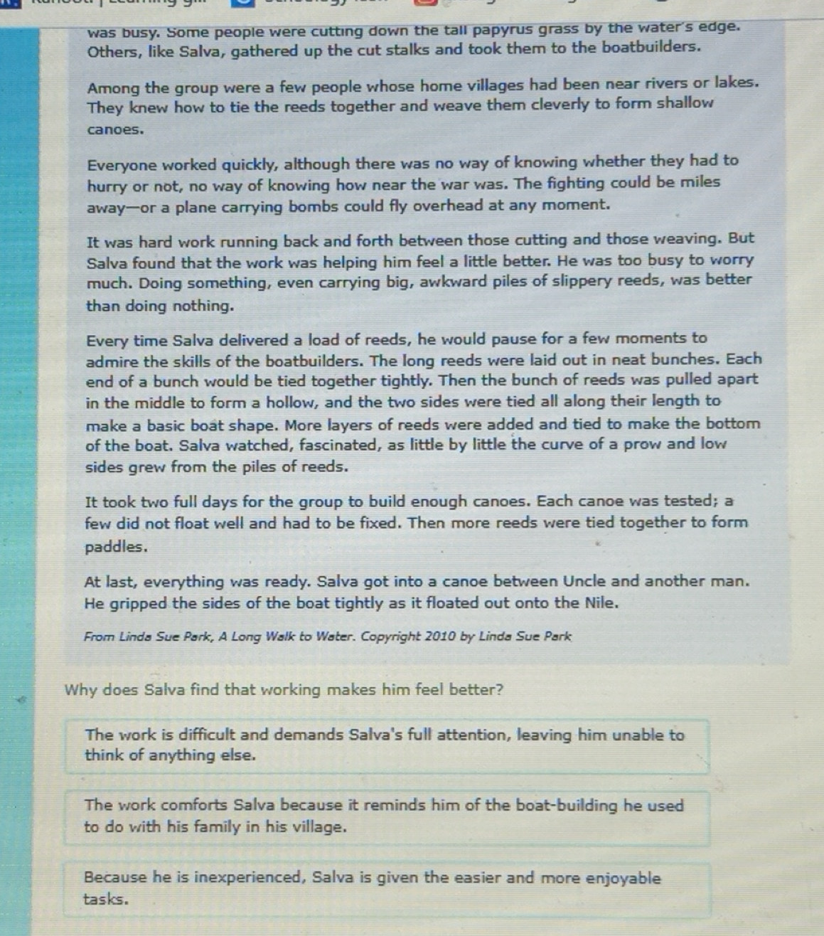 Gelöst:was busy. Some people were cutting down the tall papyrus grass ...