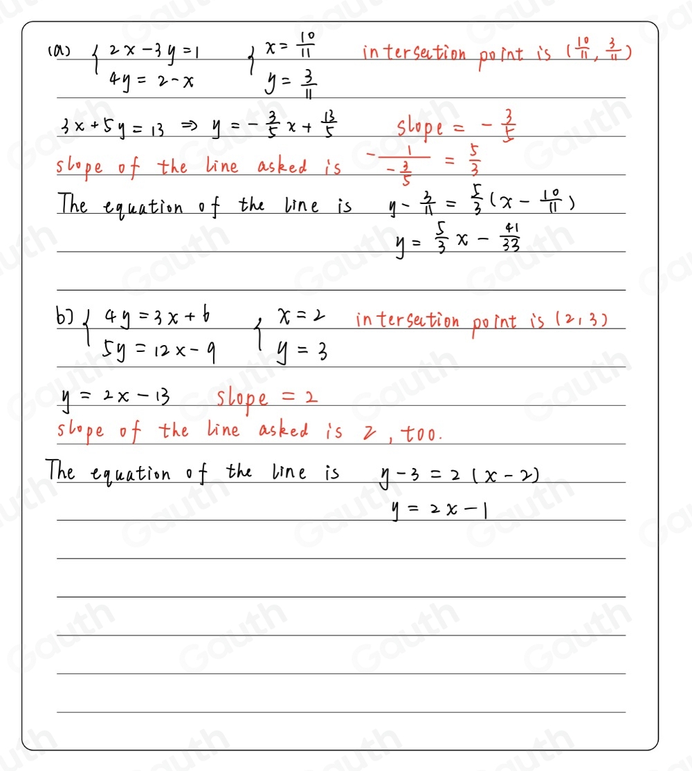 Solved: 2(a). Find the equation of the line which passes through the ...