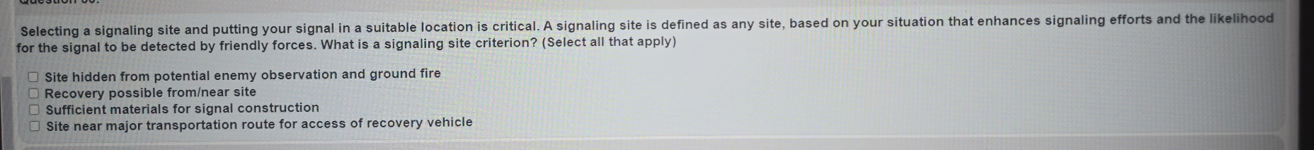 Solved: Selecting a signaling site and putting your signal in a ...