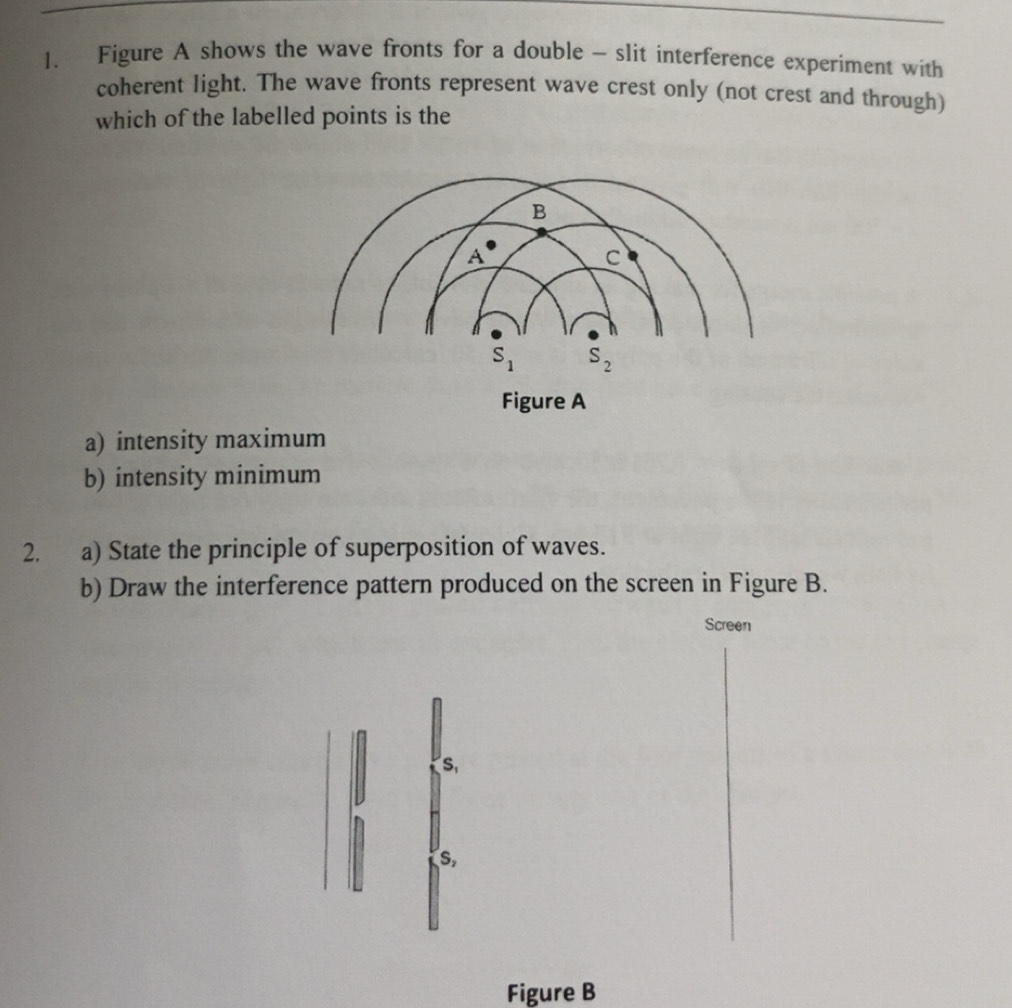 Selesai:Figure A shows the wave fronts for a double - slit interference ...