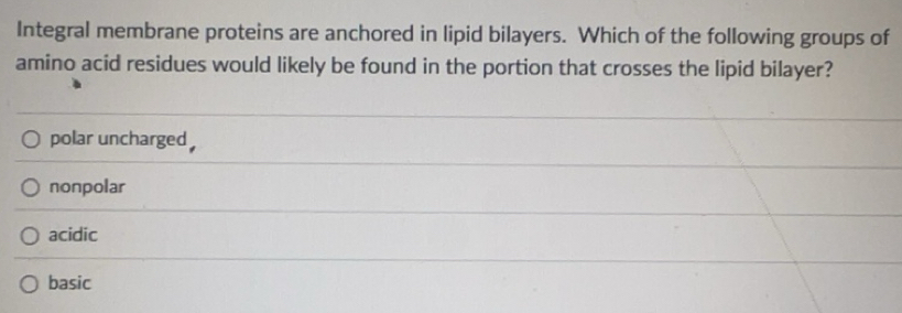 Solved: Integral membrane proteins are anchored in lipid bilayers ...