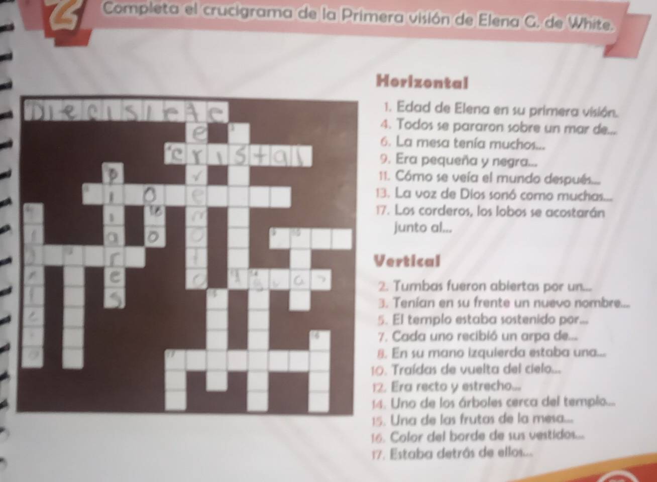 Resuelto:Completa el crucigrama de la Primera visión de Elena G. de ...