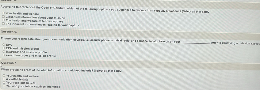 Solved: According to Article V of the Code of Conduct, which of the following topic are you ...