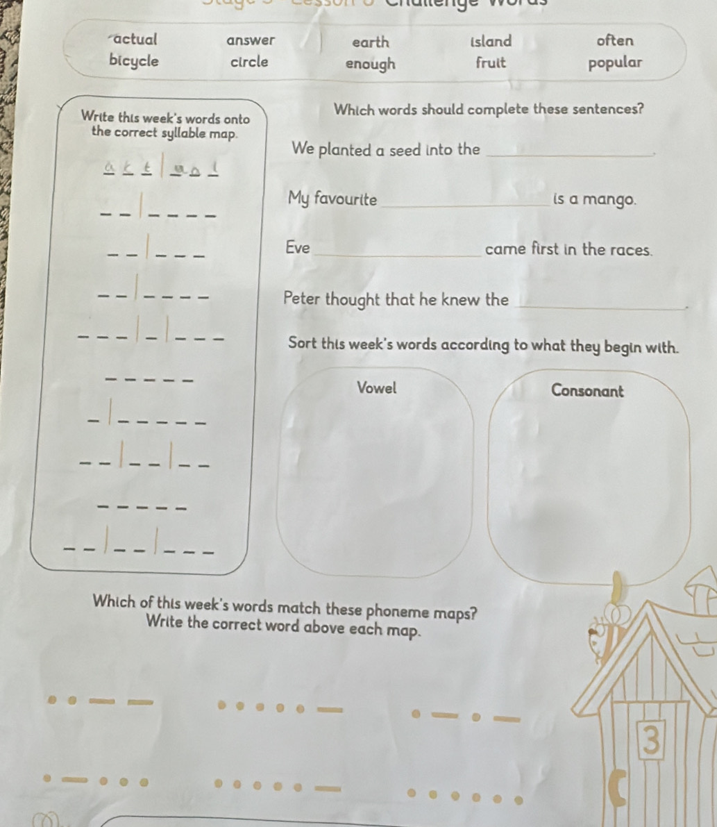 Solved: actual answer earth island often bicycle circle enough frult ...
