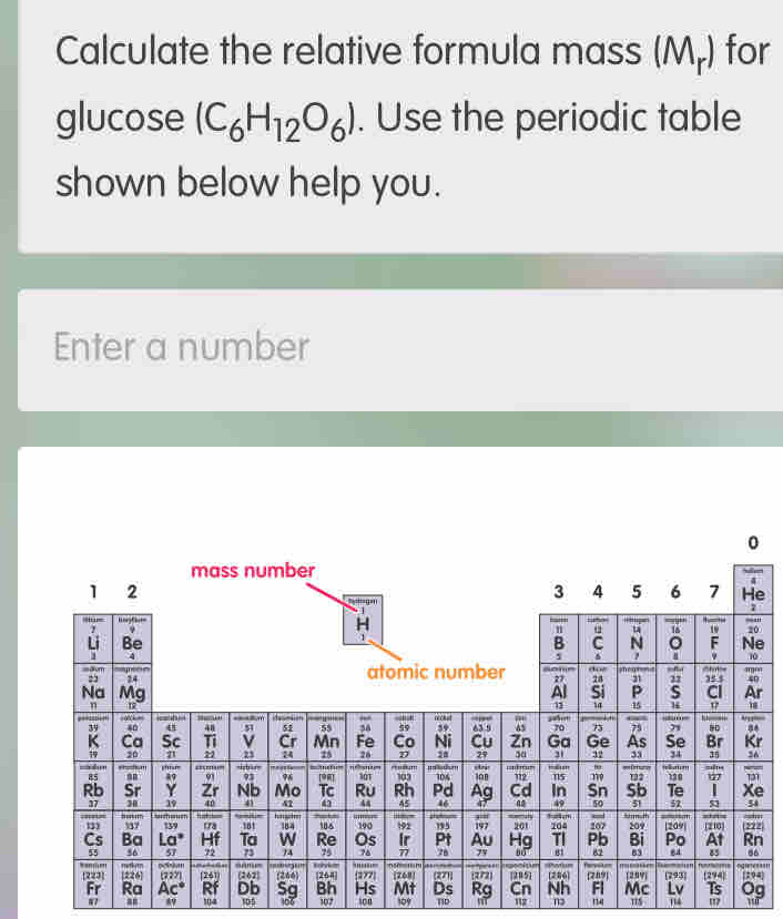 Solved: Calculate the relative formula mass (M_r) for glucose (C_6H_12O ...