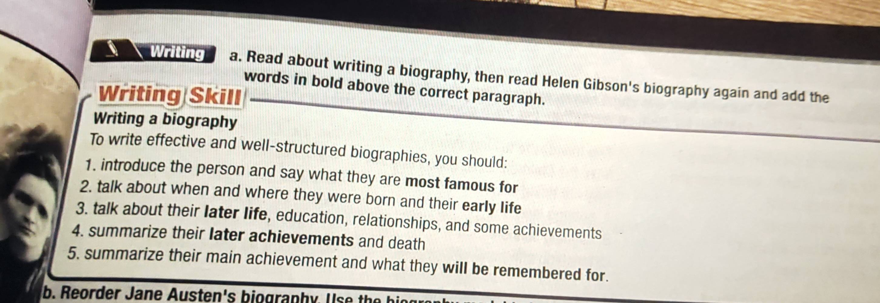 Giải quyết:Writing a. Read about writing a biography, then read Helen ...