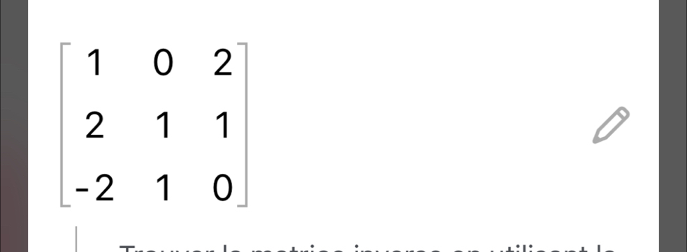 Risolto:beginbmatrix 1&0&2 2&1&1 -2&1&0endbmatrix