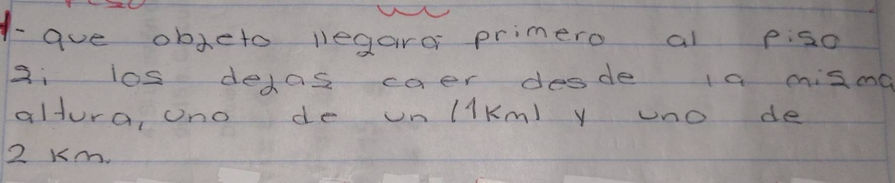 Resuelto:aue obteto legare primero al piso 3i los dedas caer desde la ...