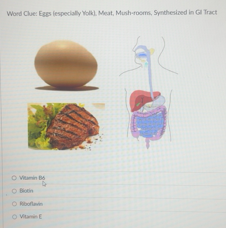 Solved: Word Clue: Eggs (especially Yolk), Meat, Mush-rooms ...