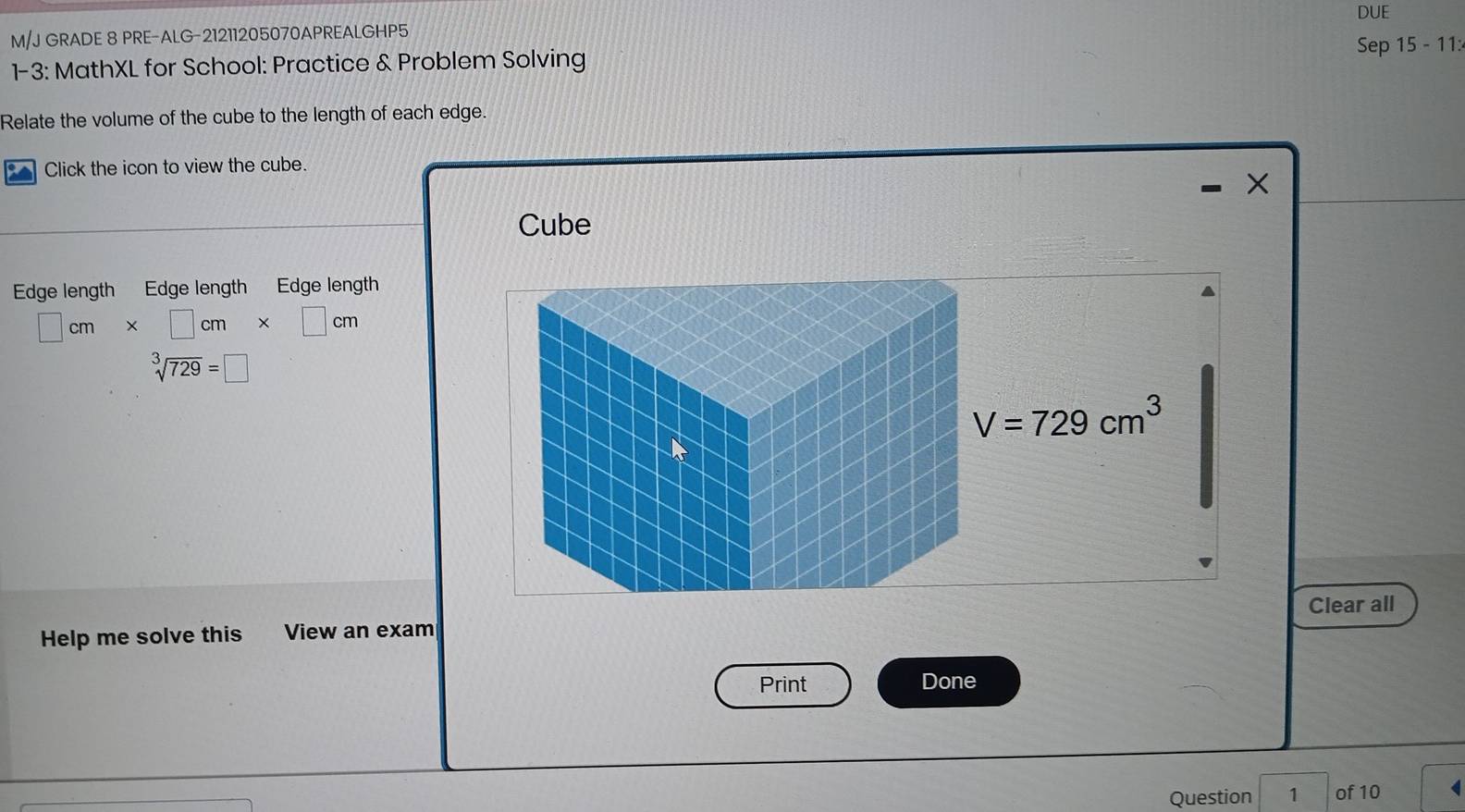 Solved: DUE M/J GRADE 8 PRE-ALG-21211205070APREALGHP5 1-3: MathXL for School: Practice & Problem ...
