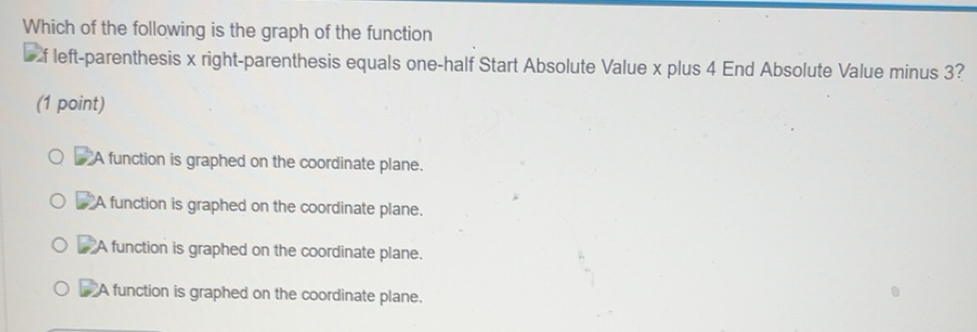 Solved: Which of the following is the graph of the function f left ...