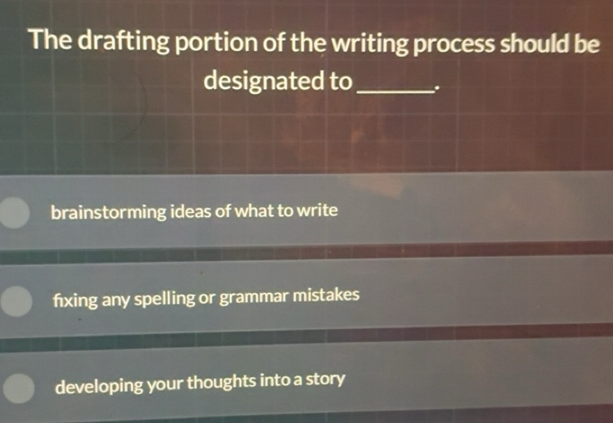 Résolu :The drafting portion of the writing process should be ...