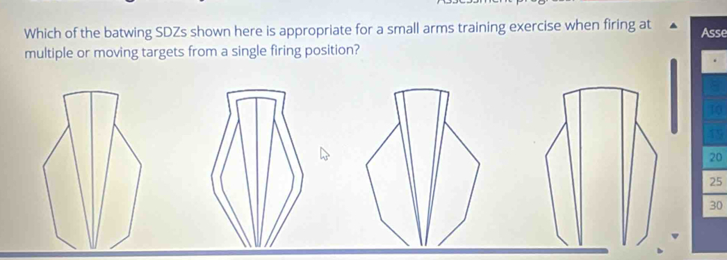 Solved: Which of the batwing SDZs shown here is appropriate for a small arms training exercise ...