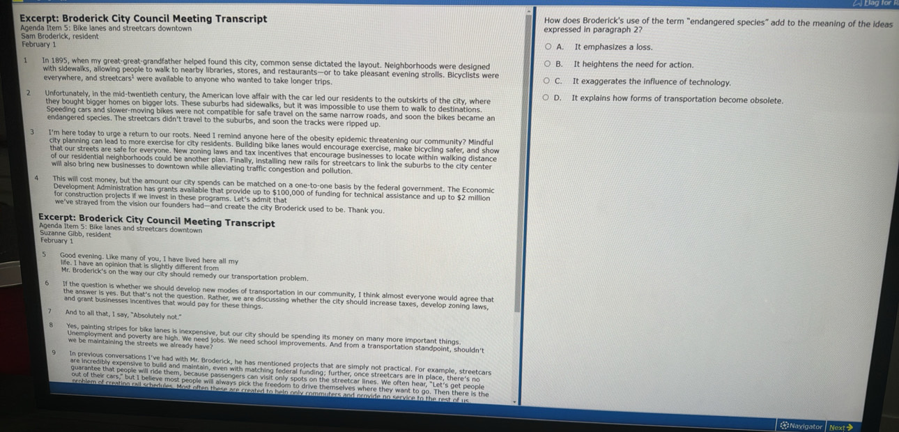 Solved: Excerpt: Broderick City Council Meeting Transcript How does ...
