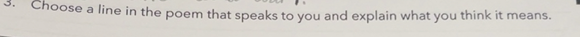 Solved: Choose a line in the poem that speaks to you and explain what ...