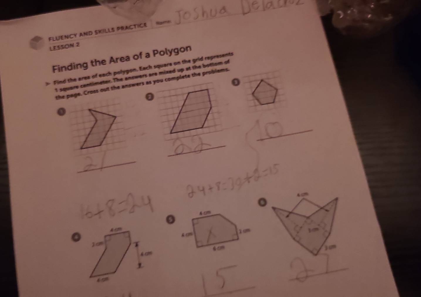 Solved: FLUENCY AND SKILLS PRACTICE LESSON 2 Finding the Area of a ...