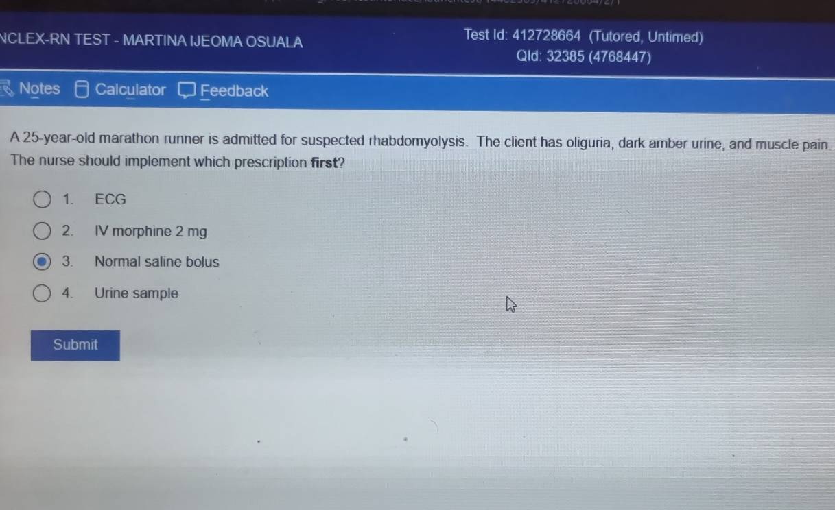 Solved: NCLEX-RN TEST - MARTINA IJEOMA OSUALA Test Id: 412728664 ...