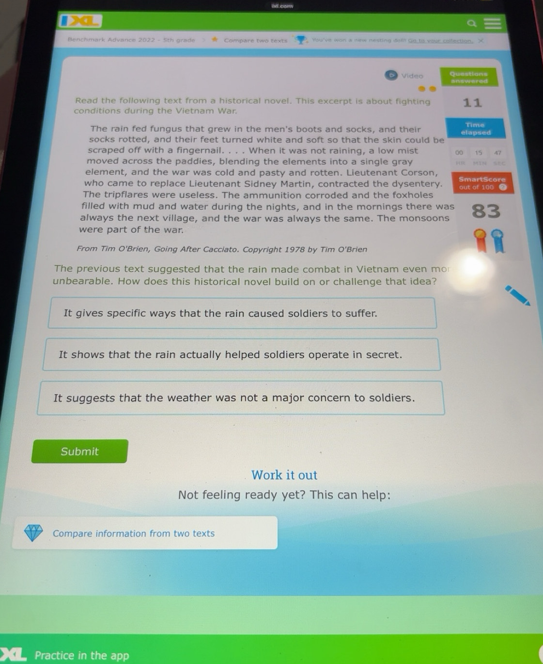 Gelöst:il.cow Benchmark Advance 2022 - 5th grade Compare two texts You ...