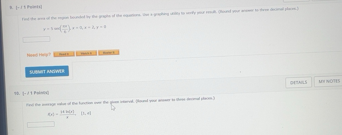 Solved: [- / 1 Points] Find the area of the region bounded by the ...