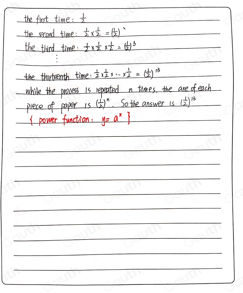 Solved: A piece of paper is cut in half. Each half is again cut in half ...