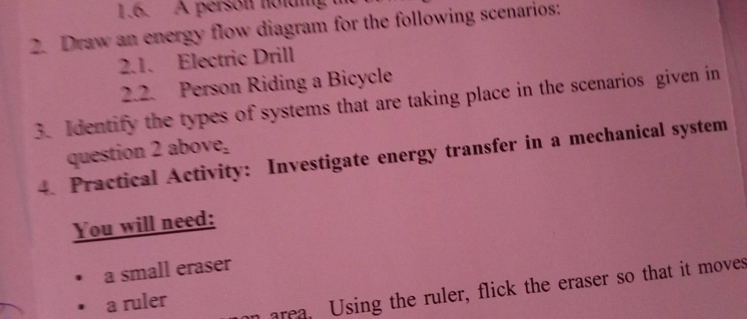 Solved: A person holding 2. Draw an energy flow diagram for the ...