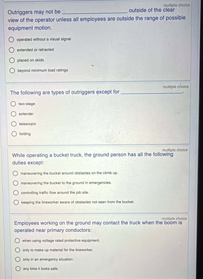 Solved: Outriggers may not be _outside of the clear view of the ...
