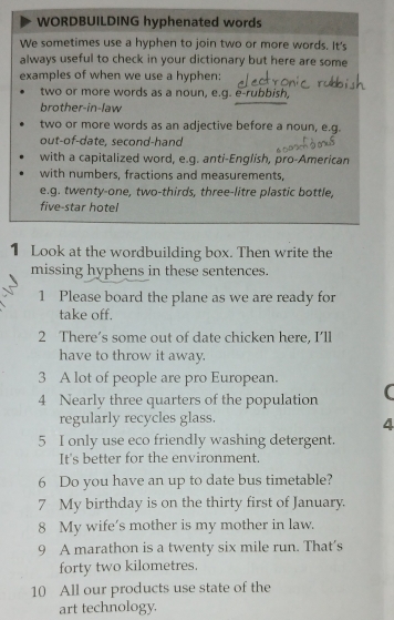 Solved: WORDBUILDING hyphenated words We sometimes use a hyphen to join ...