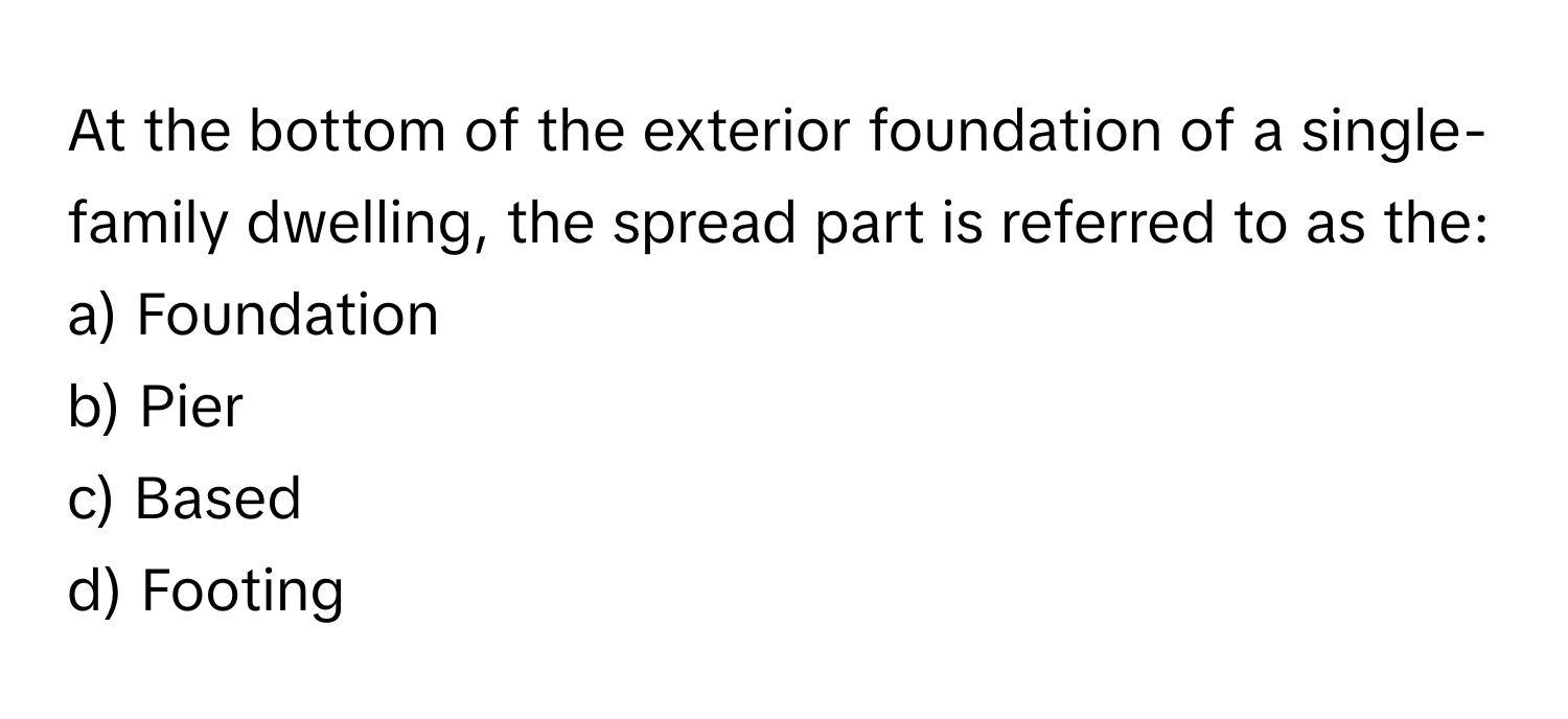 Solved: At the bottom of the exterior foundation of a single-family ...