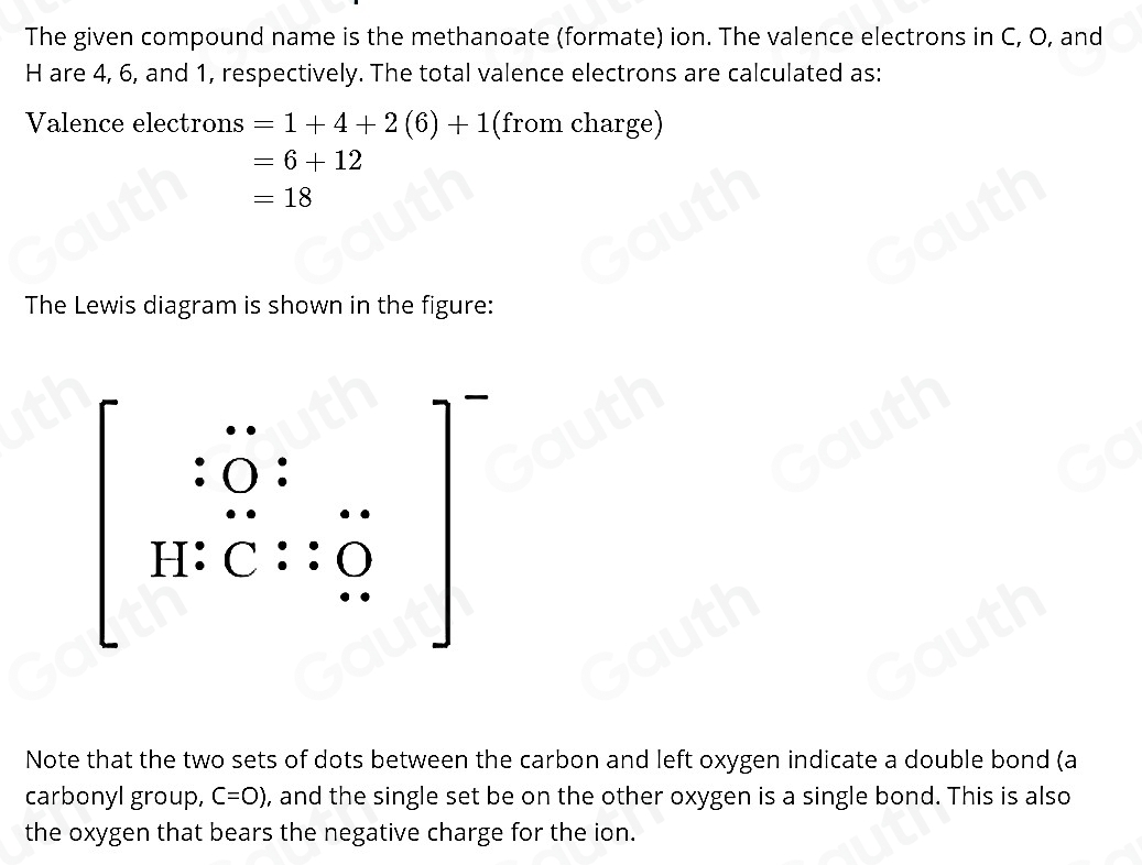 Solved Raw The Lewis Structure For The Polyatomic Formate Cho 2