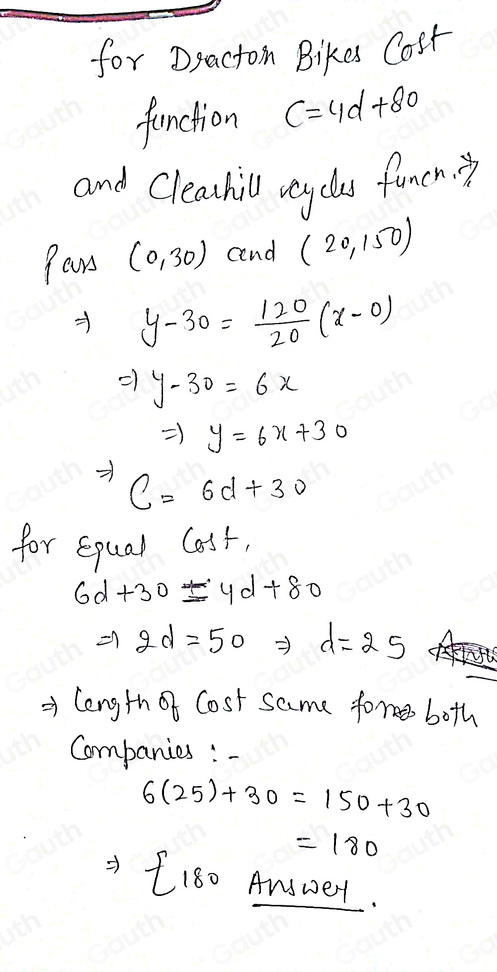 Solved: The cost of hiring a bicycle from Clearhill Cycles is shown on ...