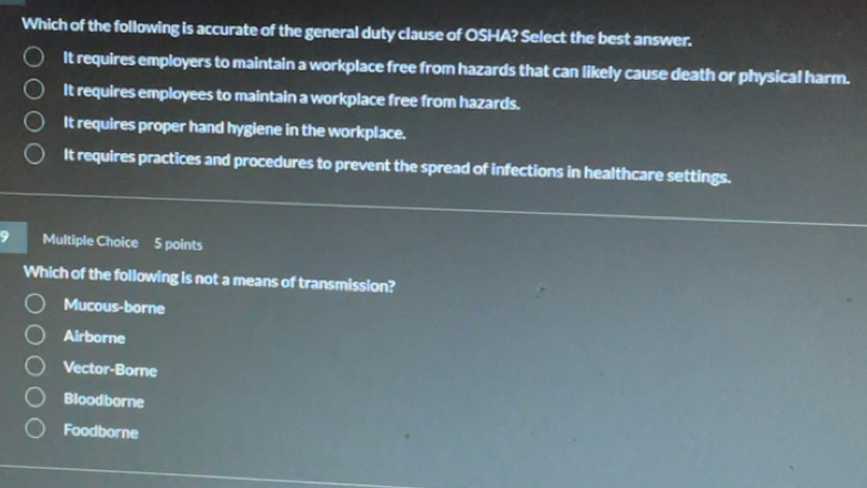 Solved: Which of the following is accurate of the general duty clause ...