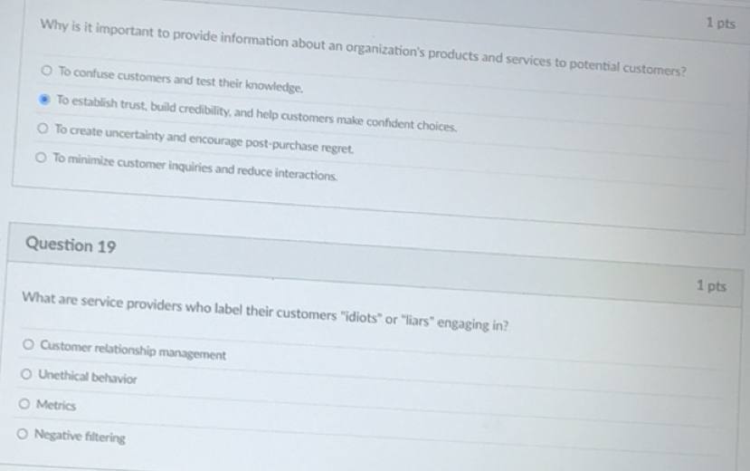 Solved: Why is it important to provide information about an ...