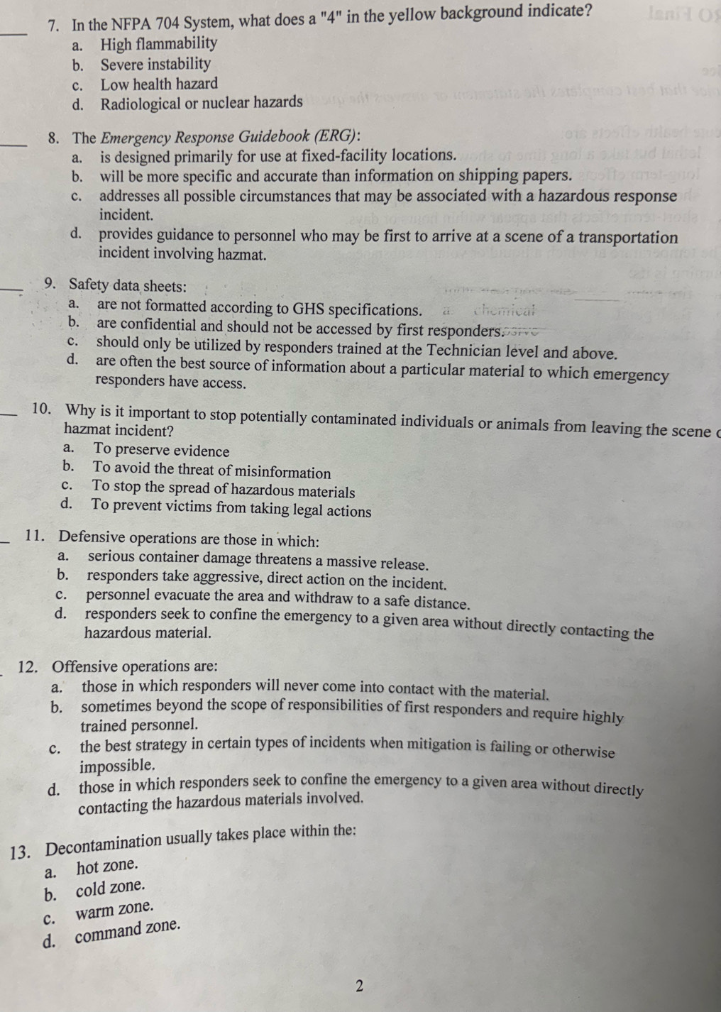 Solved: In the NFPA 704 System, what does a "4" in the yellow ...