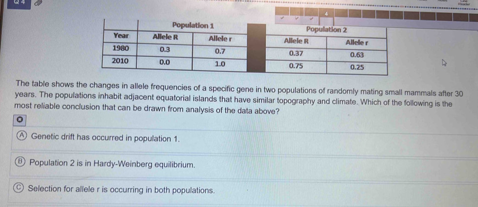Solved: The table shows the changes in allele frequencies of a specific ...