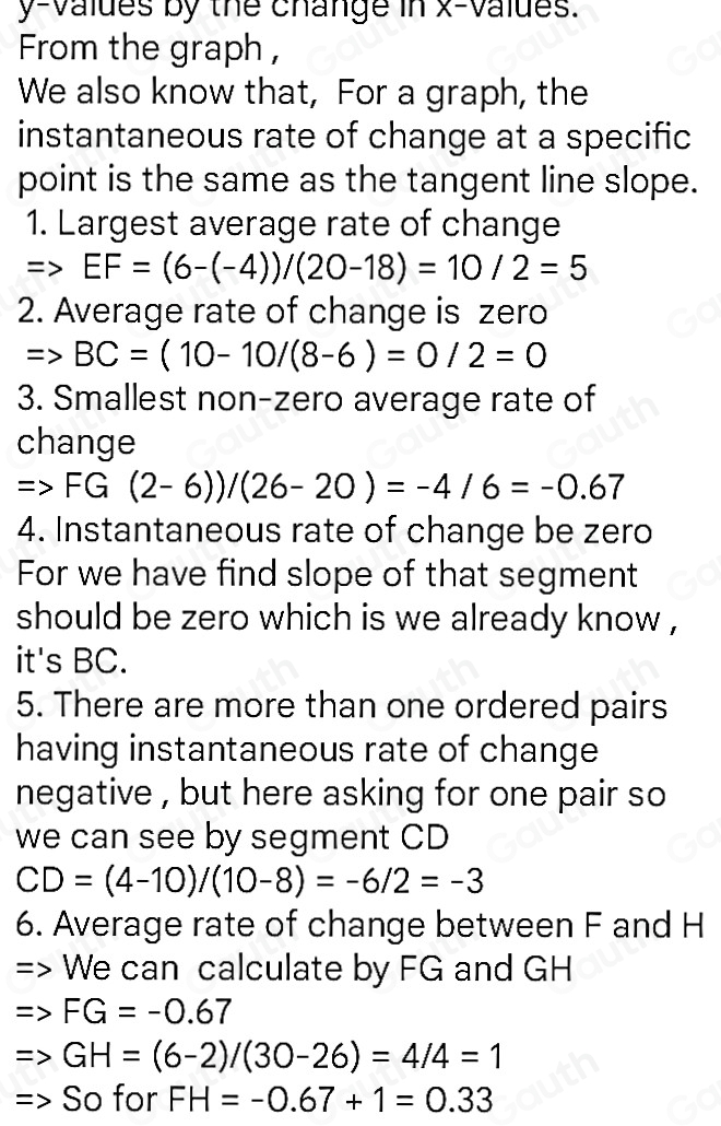Solved: The graph attached to this question has 7 consecutive intervals (AB, BC, CD, DE, EF, FG ...