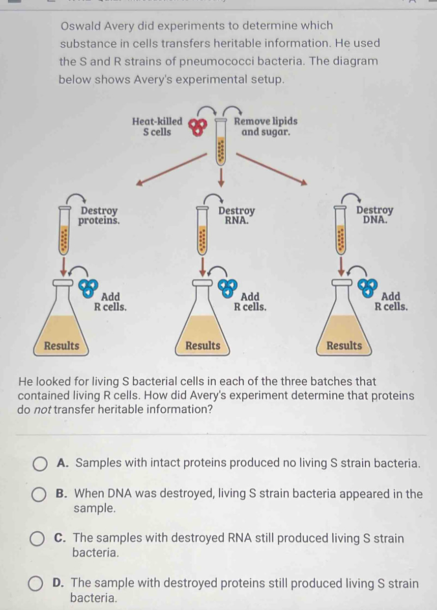 Solved: Oswald Avery did experiments to determine which substance in ...